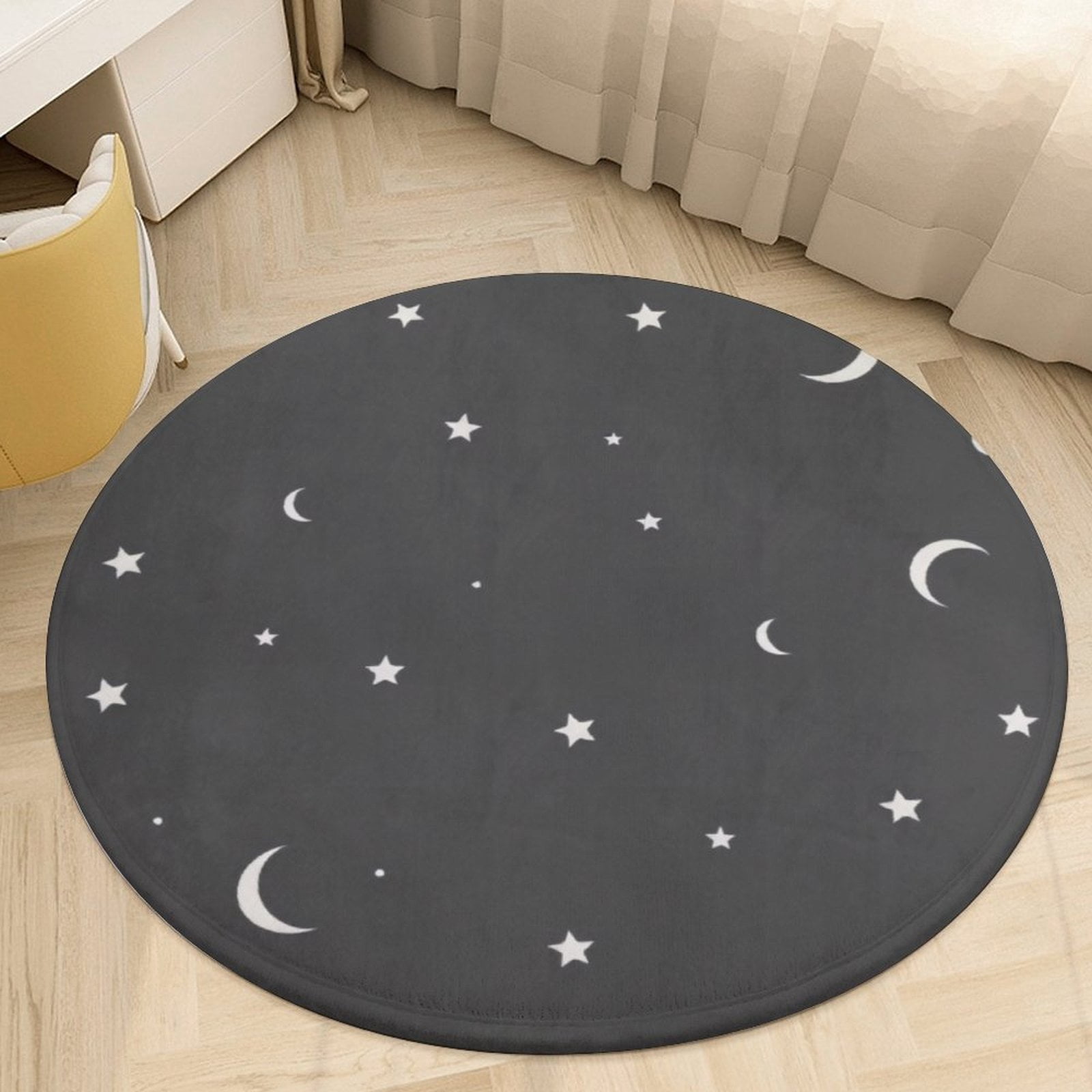 Moon And Stars Pattern Round Area Rugs for Bedroom Living Room, 5FT ...