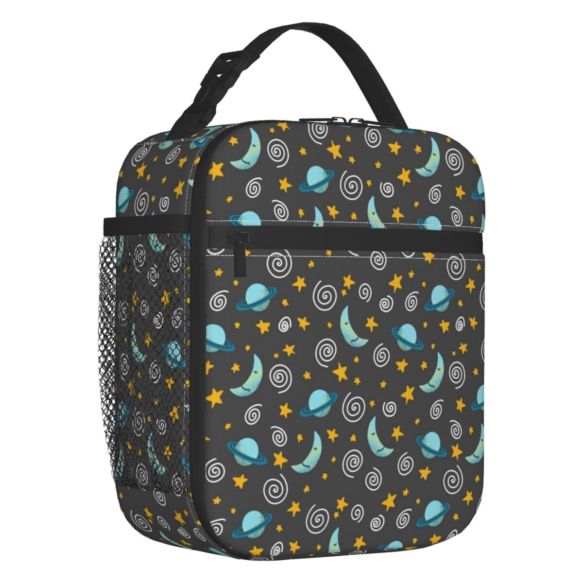 Moon And Stars Space Aliens Pattern Thermal Insulated Lunch Bag Women ...