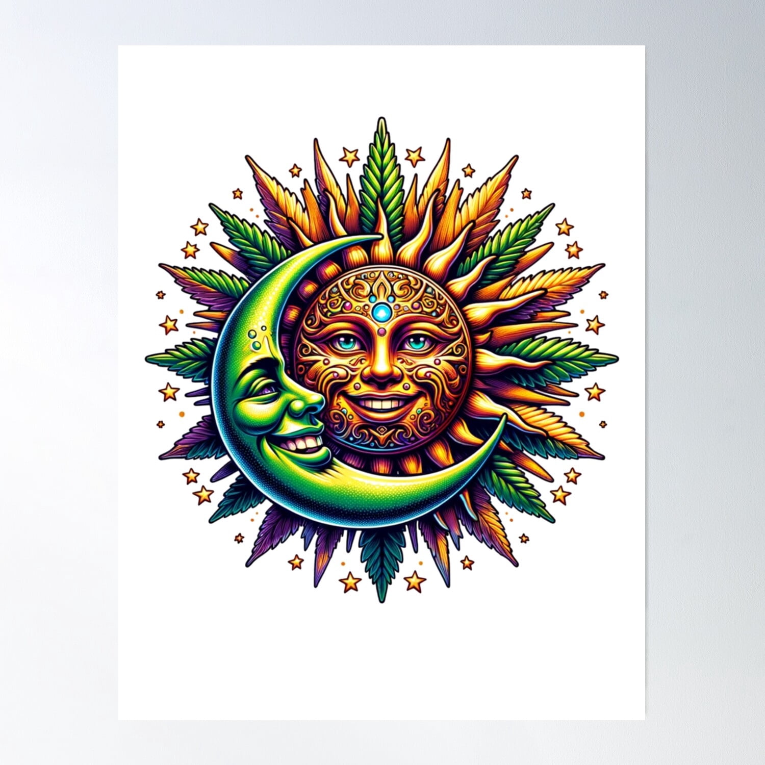 Moon And Sun Poster Wall Art, Modern Wall Decor, 8x12 UNFRAMED ...
