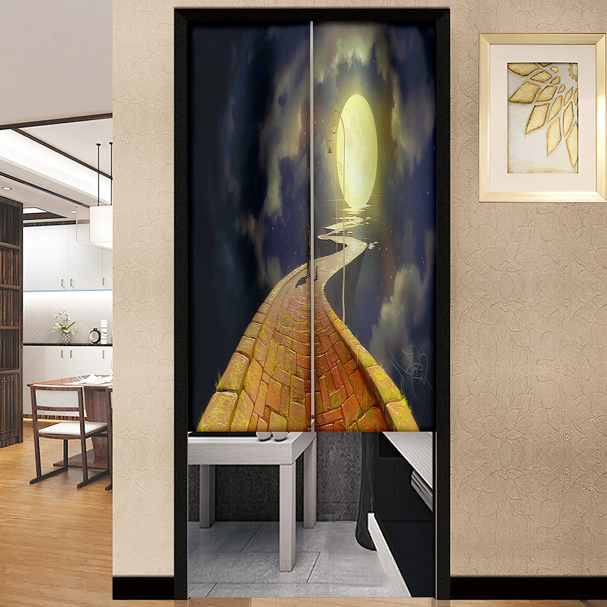 Moon Artwork Fantasy Art Clouds Japanese Door Curtain Partition Kitchen ...