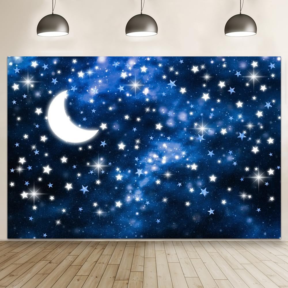 Moon Backdrop Blue Night Sky Starry Star Backdrop Twinkle Twinkle ...