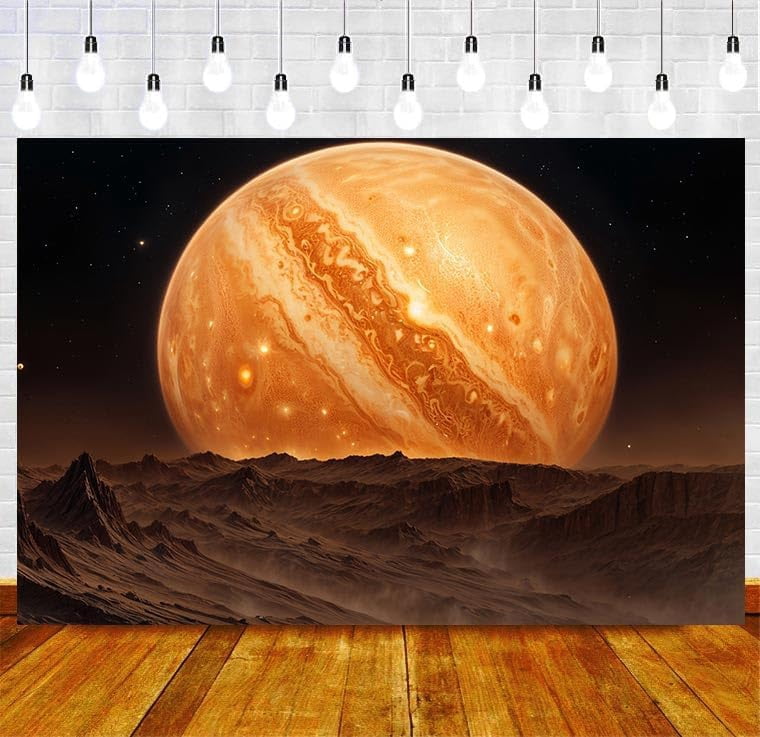 Moon Backdrop Dreamy Starry Planet Nature Wilderness Mountains Banner ...