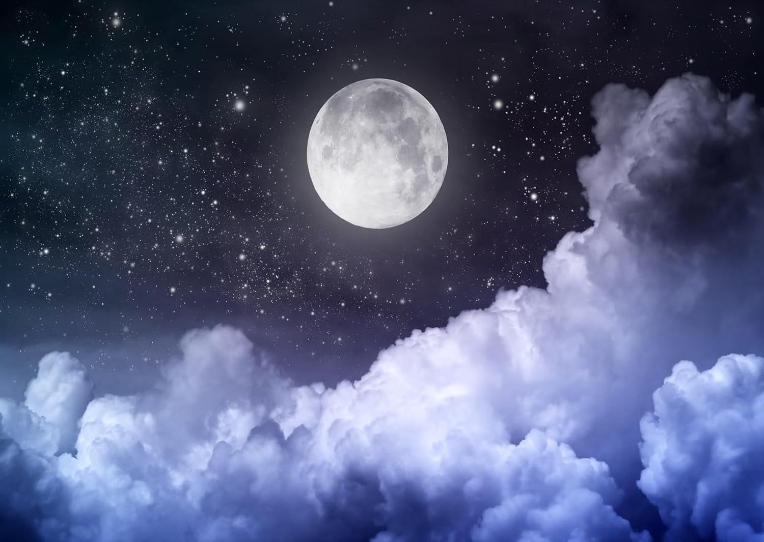 Moon Backdrop Photography Full Moon Night Black Starry Sky Picture for ...