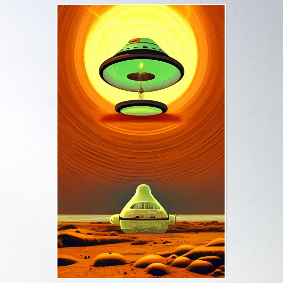Moon Base Ufo Poster Wall Art, Modern Wall Decor For Living Room ...