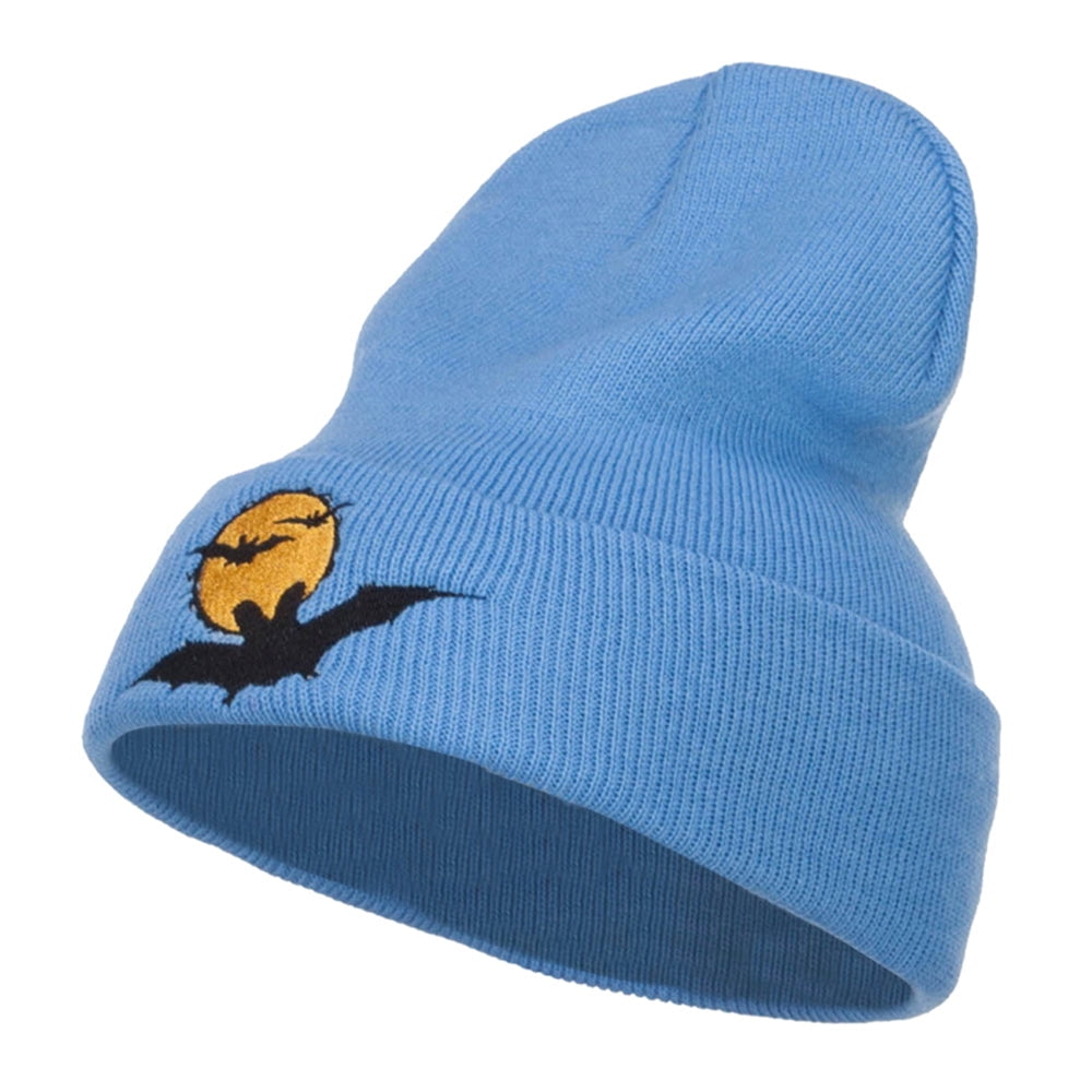 Moon Bats Halloween Embroidered Long Beanie - Sky Blue OSFM - Walmart.com
