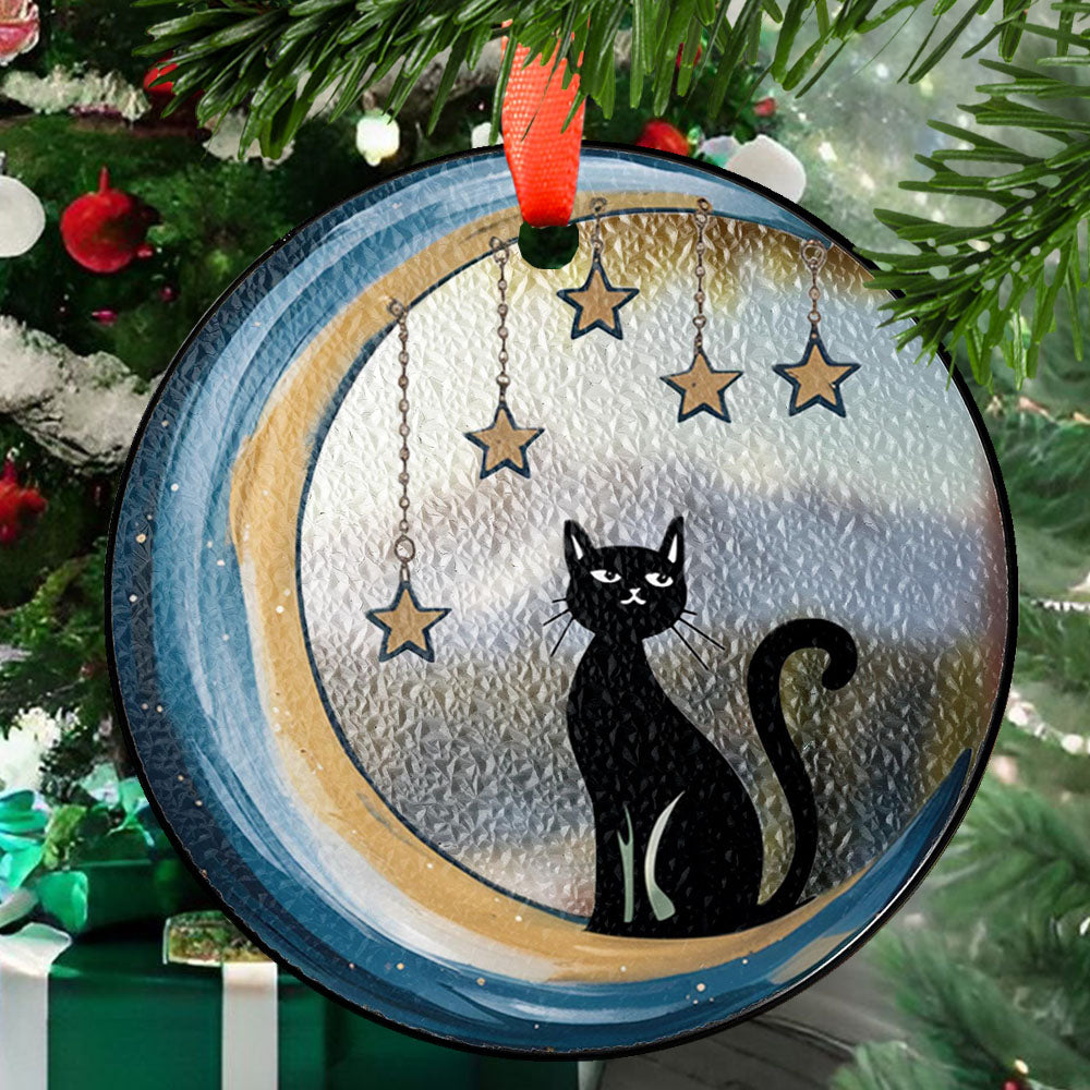 Moon Black Cat Ornament Suncatcher Window Hanging Decor Moon Lover Gift ...
