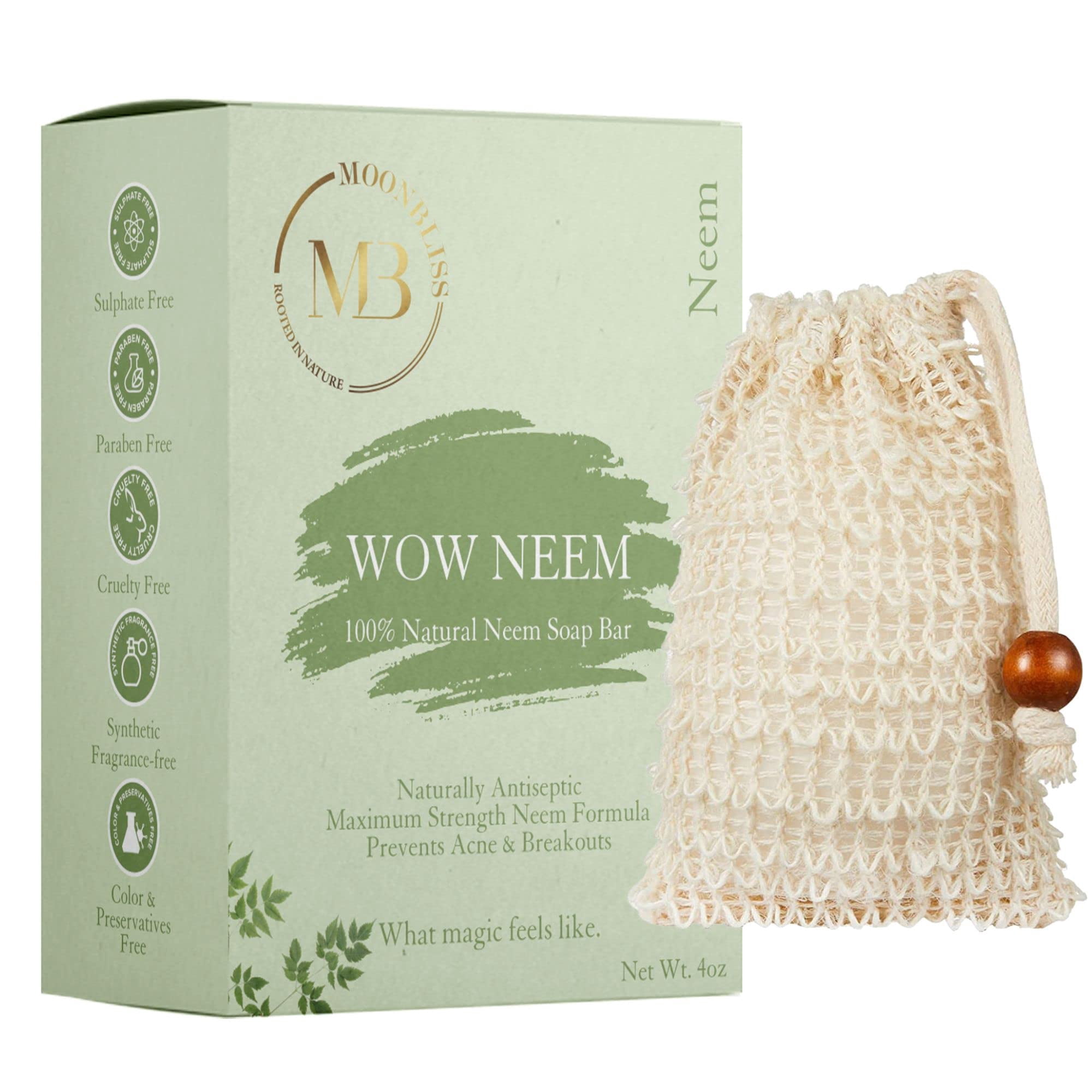 Moon Bliss Natural Neem TGF4 Soap Bar-Made with Premium Oils,Cold ...