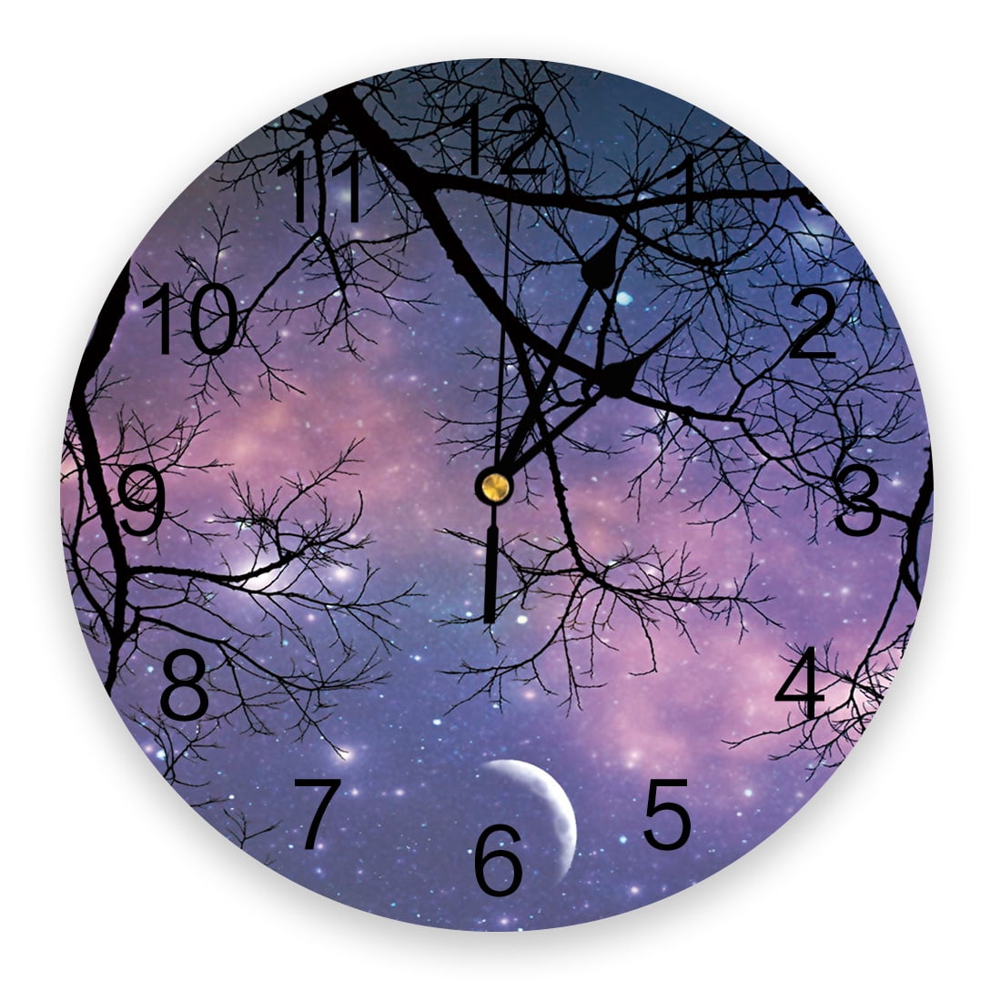 Moon Branch Night Starry Sky 3d Wall Clock Modern Design Farmhouse r ...