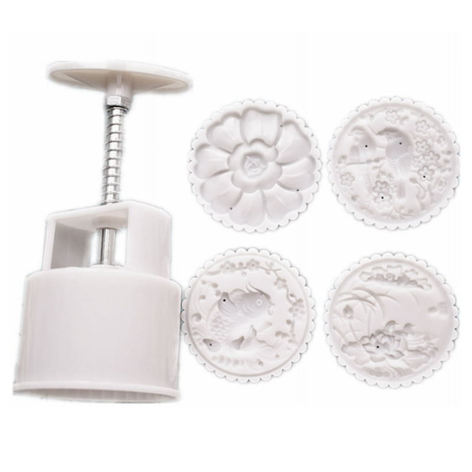 Moon Cake Mould 100g, 4 PCS Pattern Hand-Pressure Mooncake Molds for ...