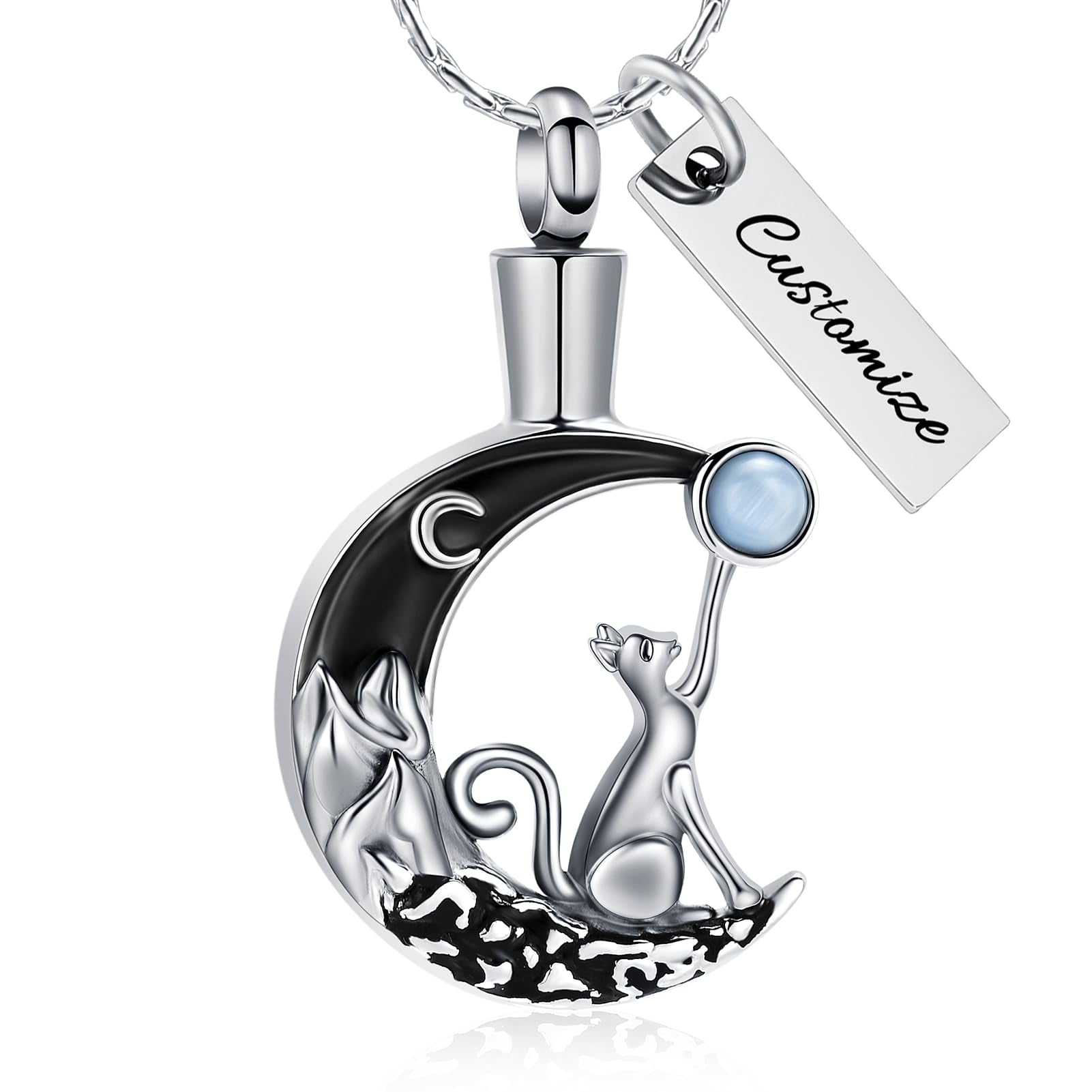 Moon Cat Pet Memorial Cremation Jewelry for Ashes Urn Necklace Lockets ...