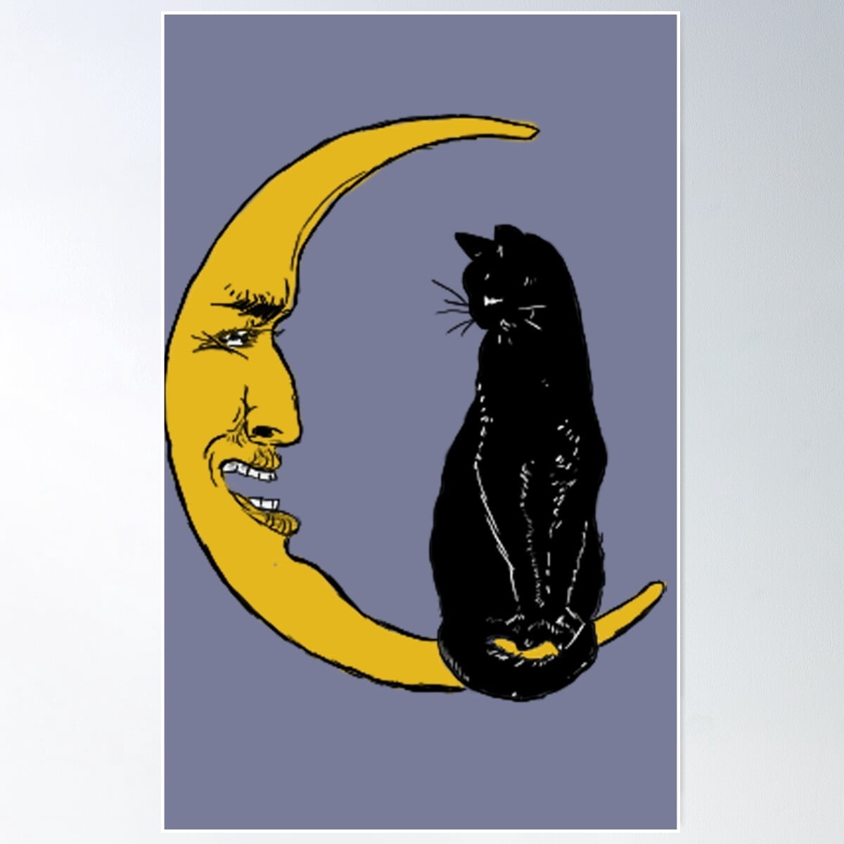 Moon Cat Poster Wall Art, Modern Wall Decor For Living Room Bedroom ...