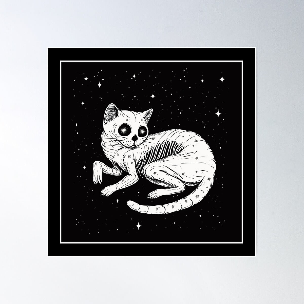 Moon Cat Poster Wall Art, Modern Wall Decor For Living Room Bedroom ...
