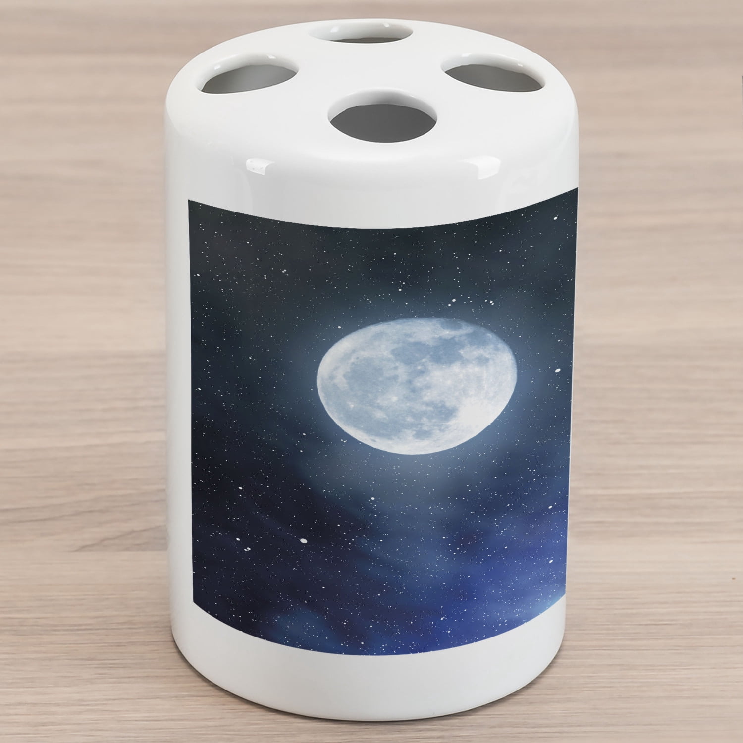 Moon Ceramic Toothbrush Holder, Night Sky with Stars Full Moon Universe ...