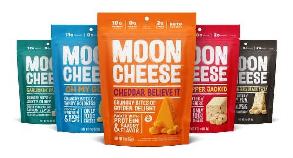Moon Cheese Bundle, Cheddar, White Cheddar, Parm, Gouda & Get Pepper ...