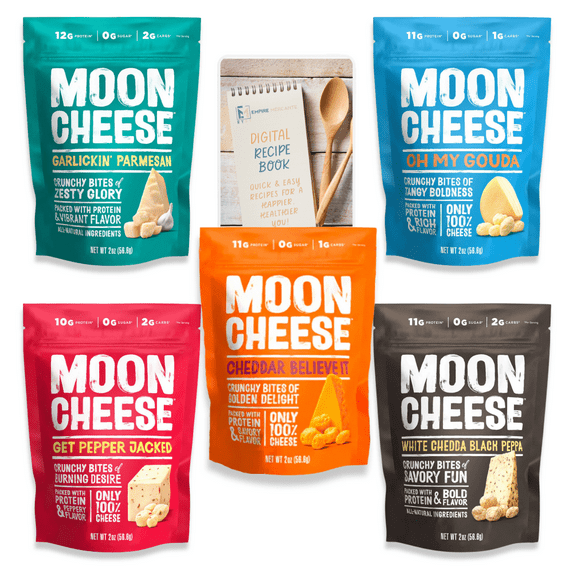 Moon Cheese Variety Pack of 5, 1 of each (Cheddar Believe It, Oh My ...