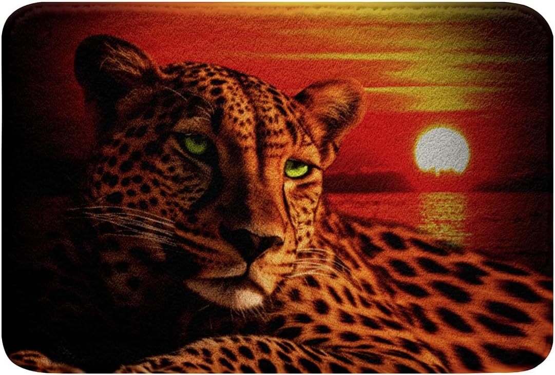 Moon Cheetah Bath Mat Leopard Print Bathroom Rugs for Teens Boys ...