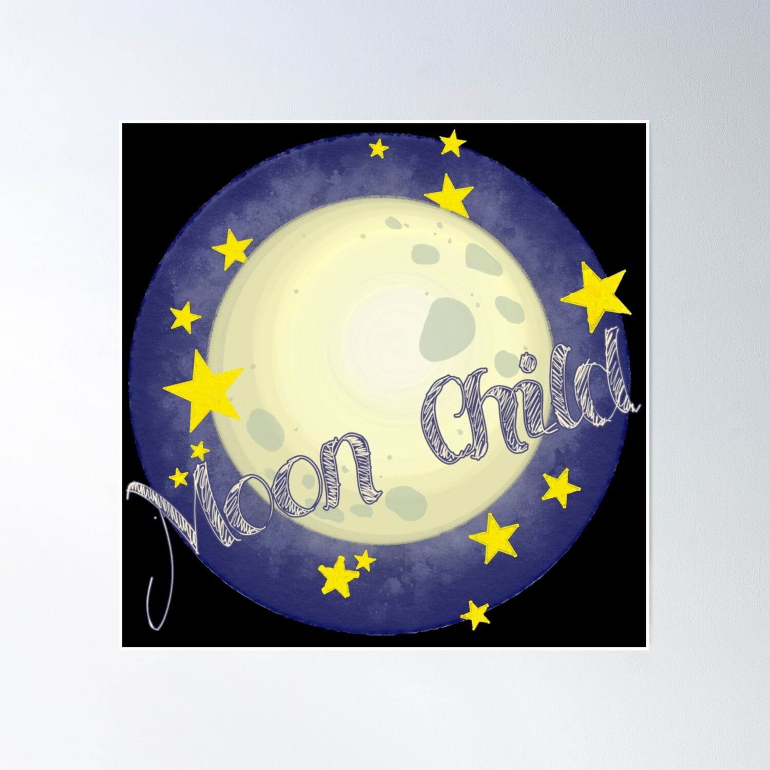 Moon Child Drawing Poster Wall Art, Modern Wall Decor, 30x30 UNFRAMED ...