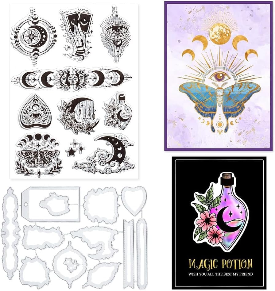 Moon Clear Stamps and Dies for Card Making Moon Cutting Die and Stamp ...