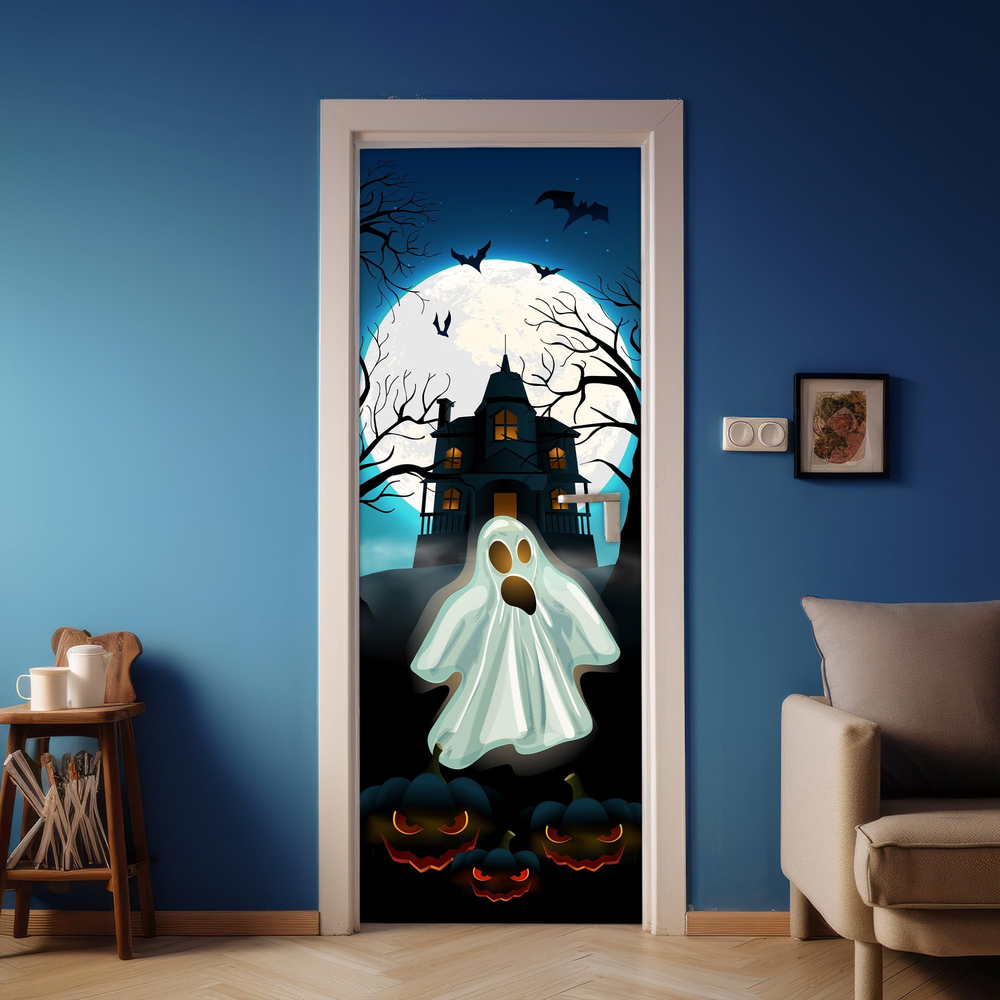 Moon Closet Door Sticker Explosion Planet Mysterious Universe 3D Mural ...
