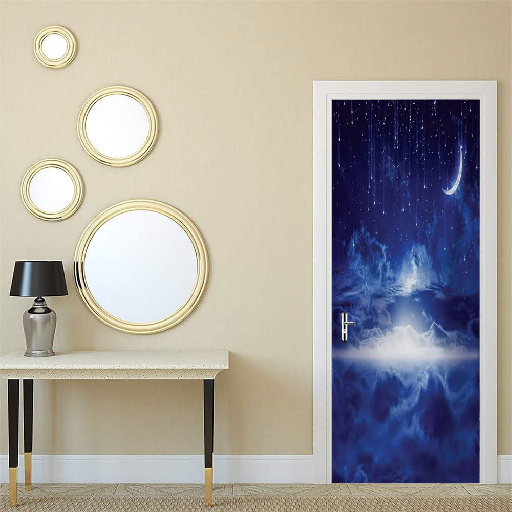 Moon Closet Door Sticker Explosion Planet Mysterious Universe D Mural ...