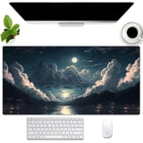 Moon and Cloud Desk Mat Mouse Pad, Large Gaming Desk Pad with Stitched ...
