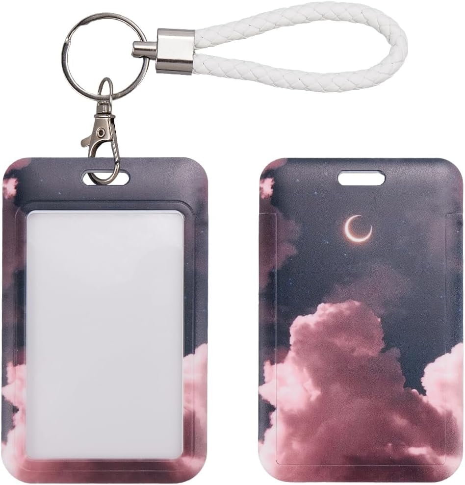 Moon Clouds Sliding ID Badge Holder Plastic Card Case Holder Clear ...