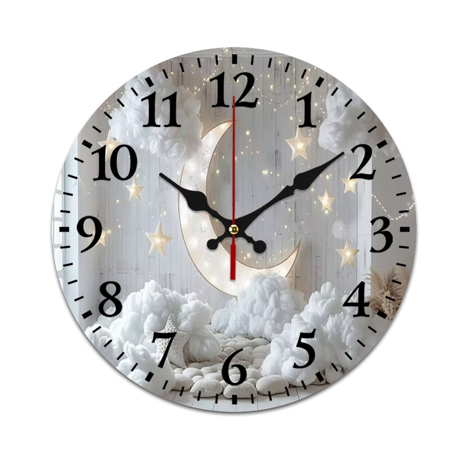 Moon Clouds Wall Clock Modern Design Clocks Wall Hanging Home Office School Clocks Round PVC ...