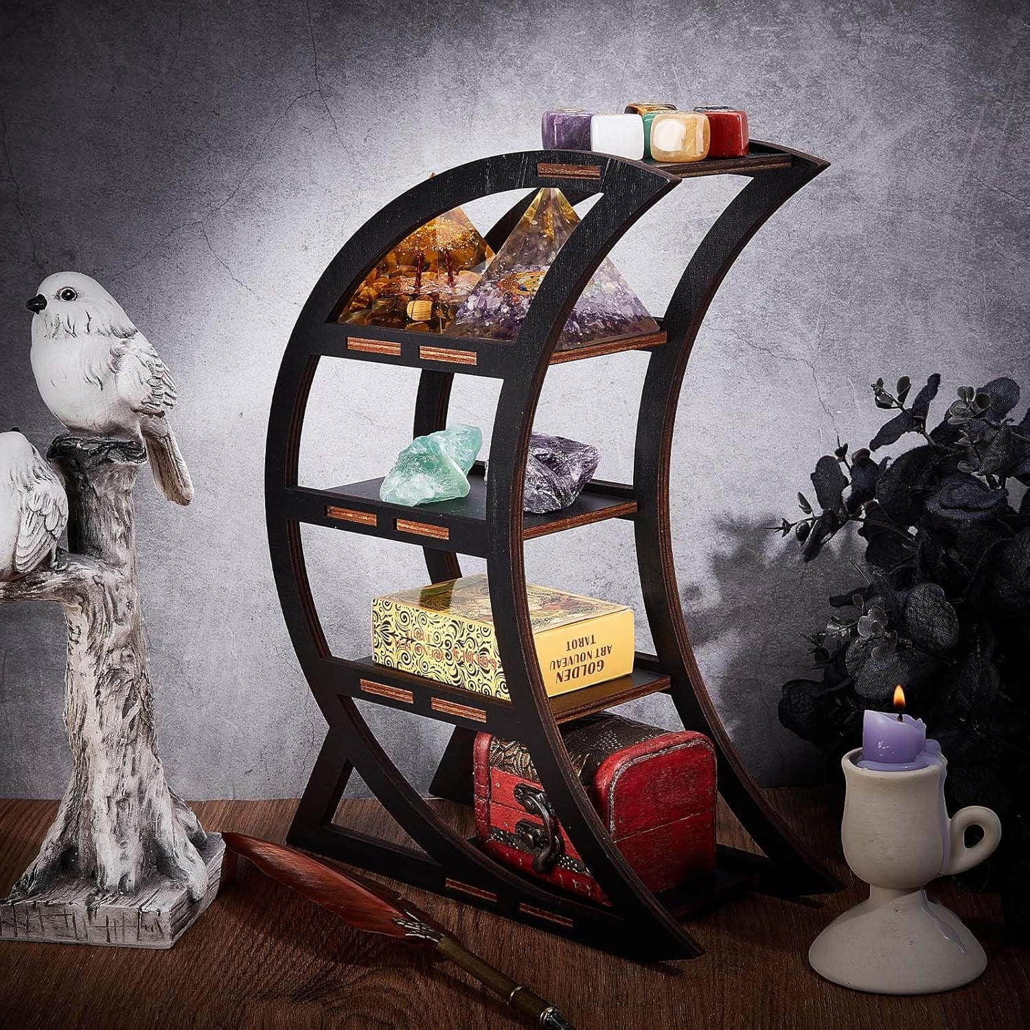 Moon Crystal Display Shelf Crystal Holder Tabletop Mini Stand Shelves ...