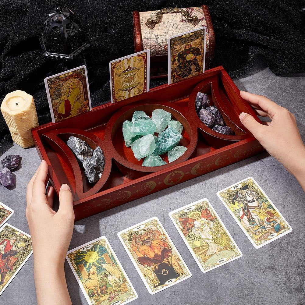 Moon Crystal Holder Wooden Tarot Card Display Stand Detachable Moon ...
