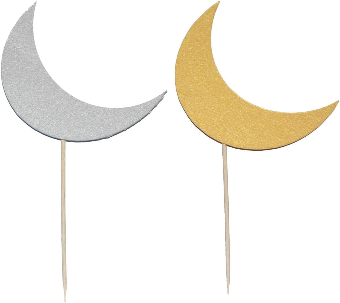 Moon Cupcake Toppers Party Picks (12 pack) (Gold Silver Mix) - Walmart.com