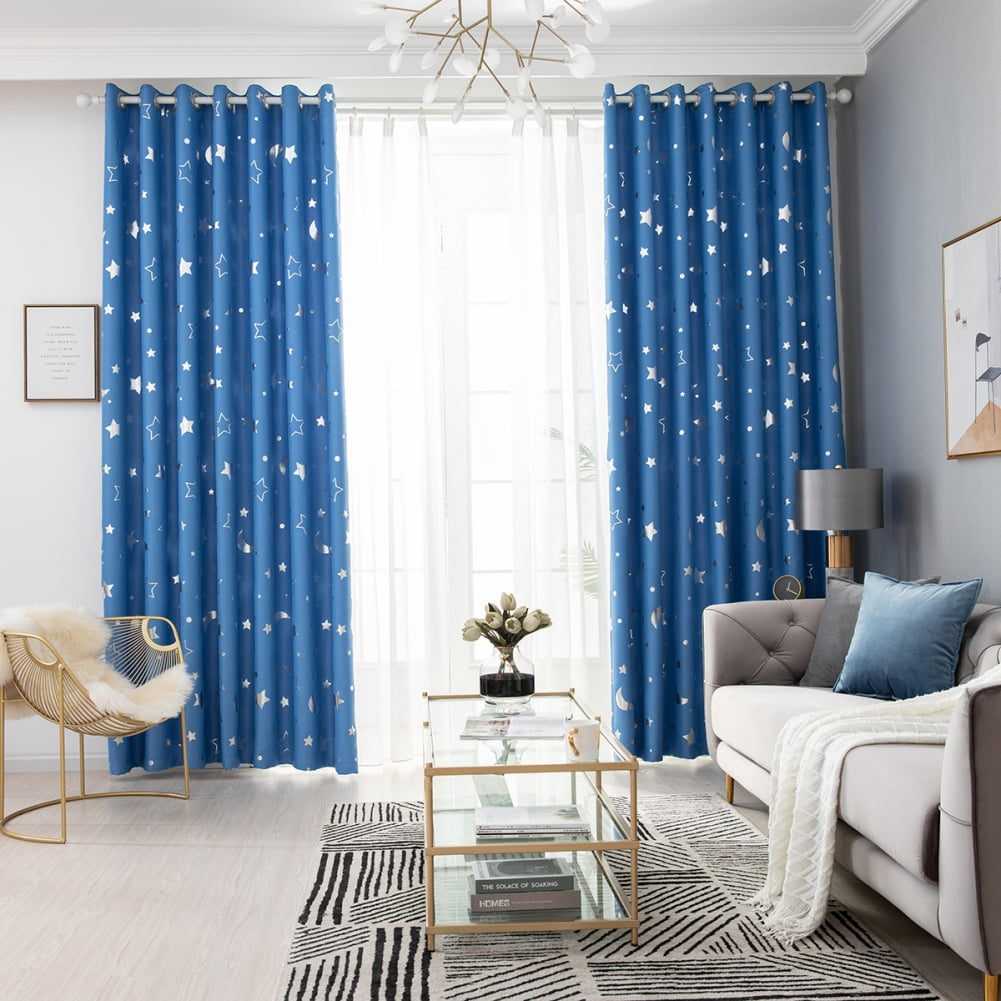 Moon Curtains Star Curtains Navy Star Blackout Curtains for Kid's ...