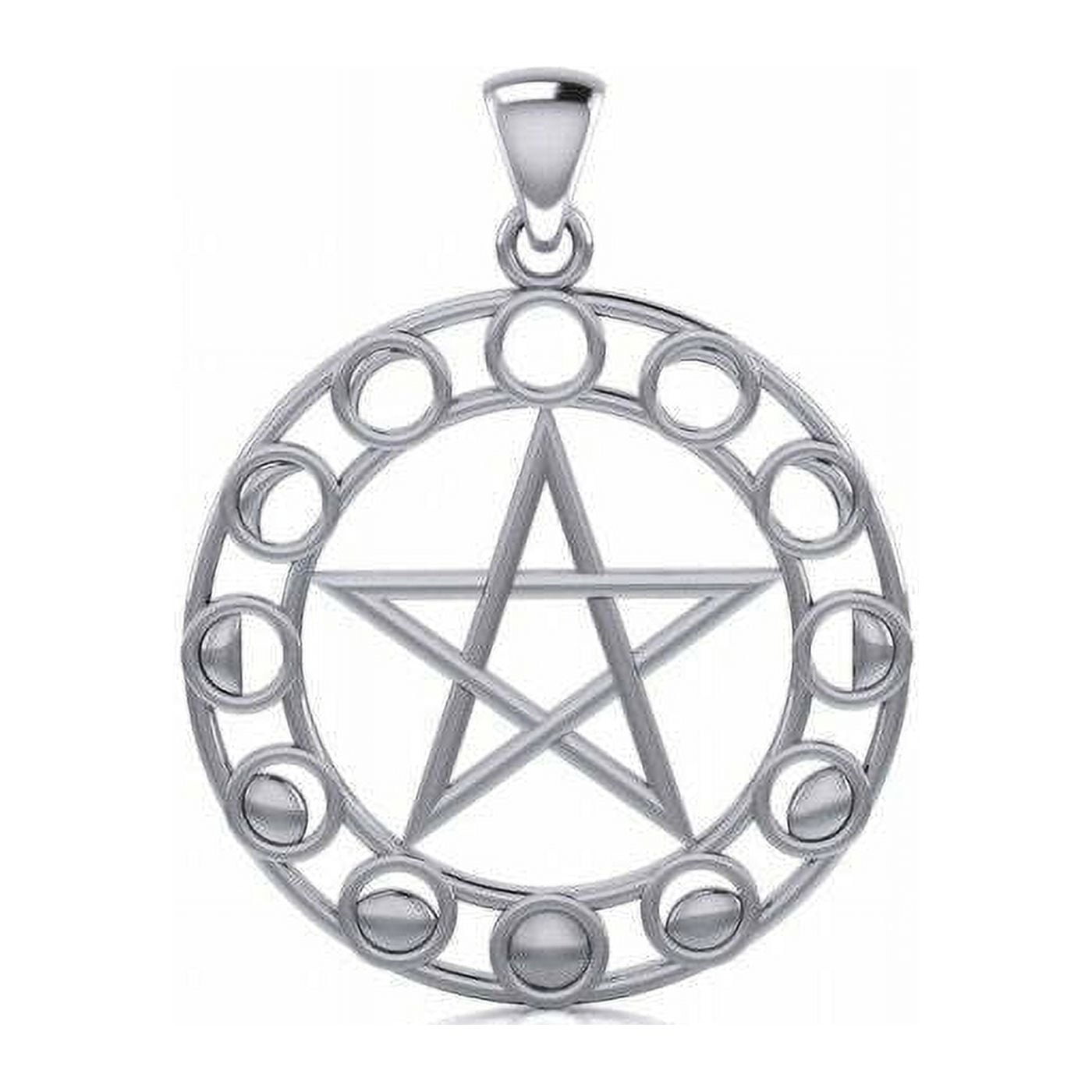 Moon Cycle Phase Lunar Pentacle 925 Sterling Silver Pendant Fine Wiccan ...