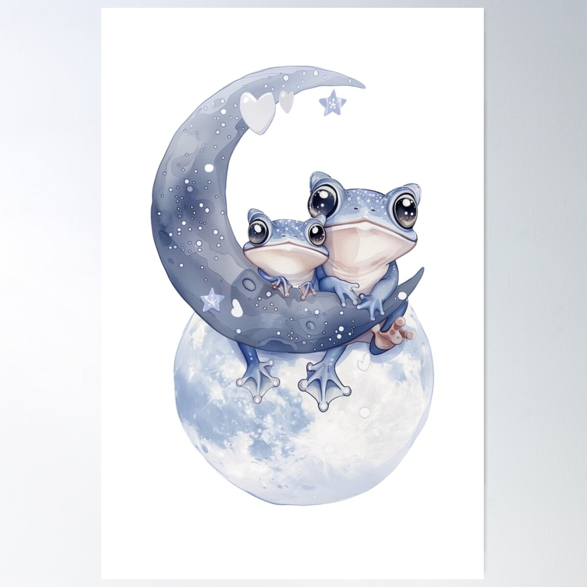 Moon Day Hugs - Mutant Moon Toads, Between Two Moons Poster Wall Art, Modern Wall Decor For ...