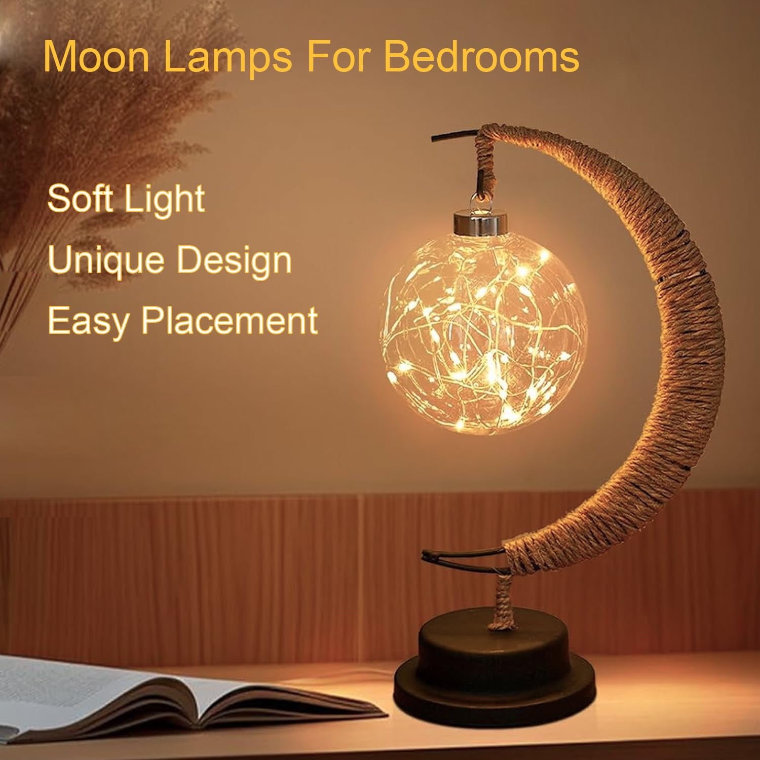 Moon Desk Lamp, USB Boho Table Lamp, Magic Kids Night Lights for ...