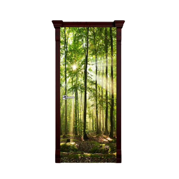 Moon Door Sticker 3d Diy Waterfall Sun Forest Wallpaper Living Room Art ...