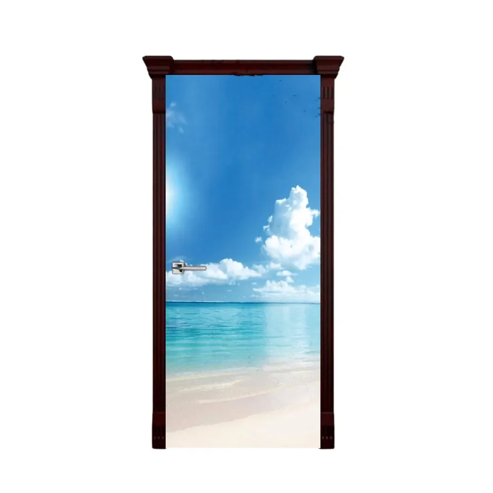 Moon Door Sticker PVC 3D DIY Self-Adhesive Waterfall Sunshine Forest ...