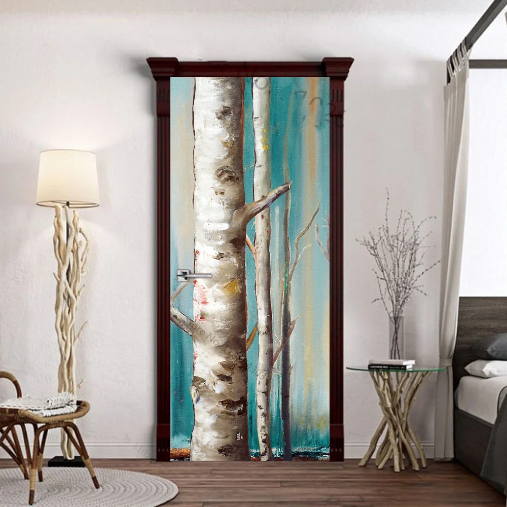 Moon Door Sticker PVC 3D DIY Self-Adhesive Waterfall Sunshine Forest ...