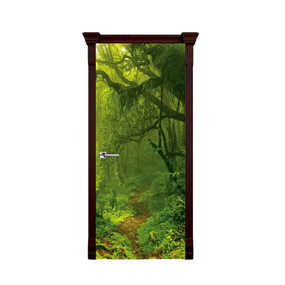 Moon Door Sticker PVC 3D DIY Self-Adhesive Waterfall Sunshine Forest ...