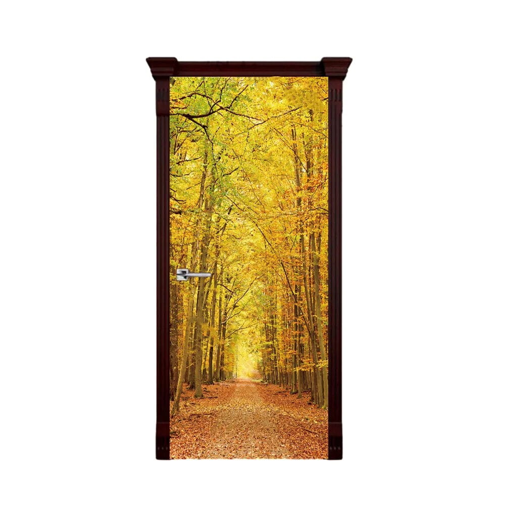 Moon Door Sticker PVC 3D DIY Self-Adhesive Waterfall Sunshine Forest ...