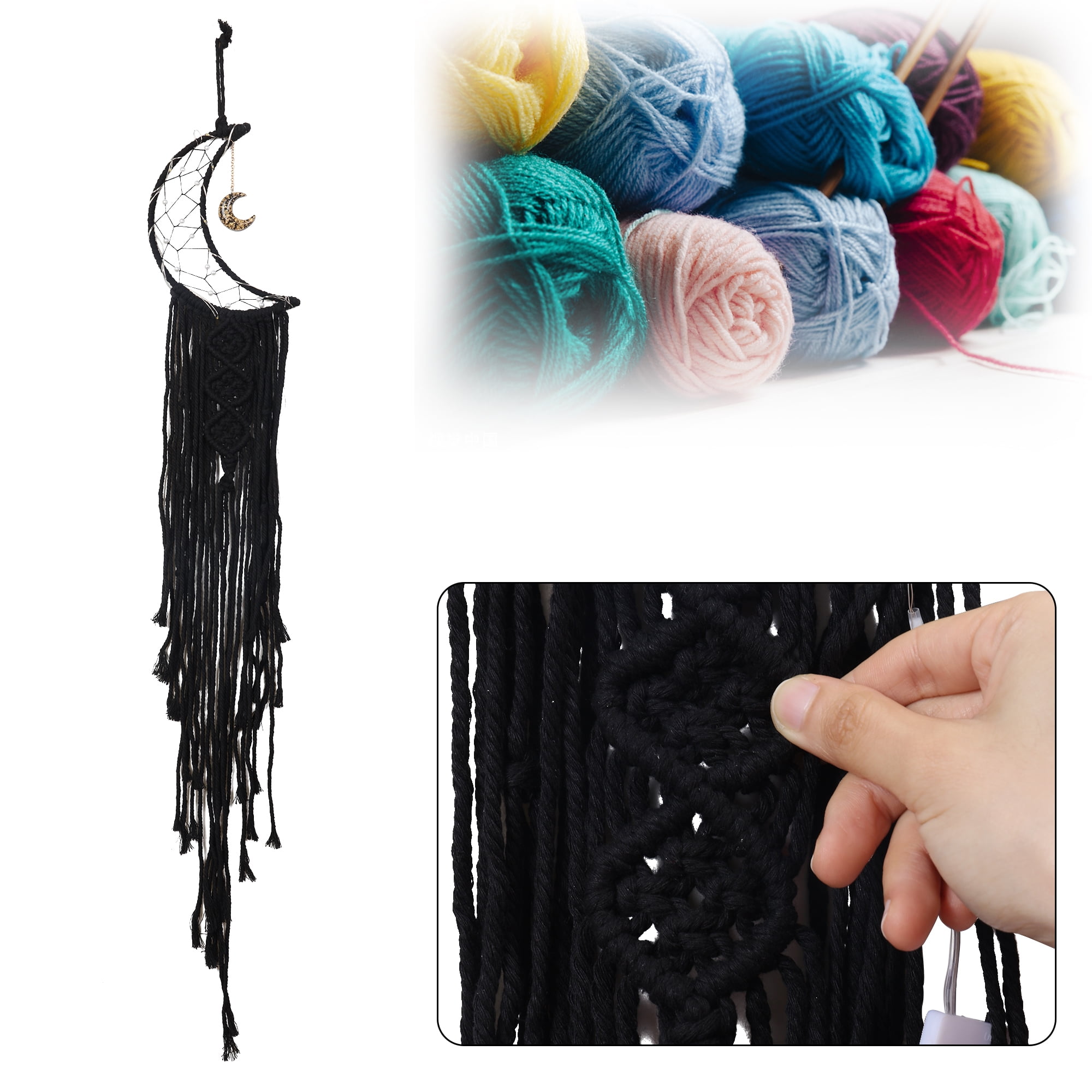 Moon Dream Catcher Decor, 1 pcs Boho Home Moon Dreamcatcher, Macrame ...