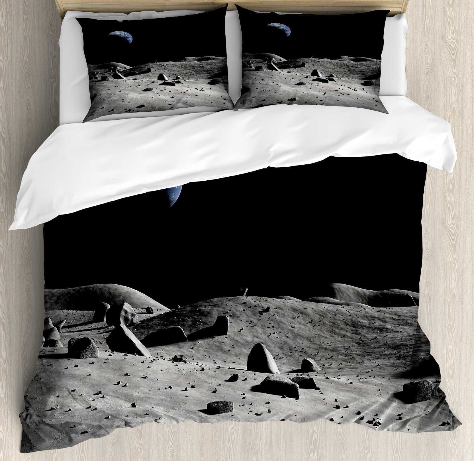 Moon Duvet Cover Set, Earth Seen from the Moon Space Debris Vast ...