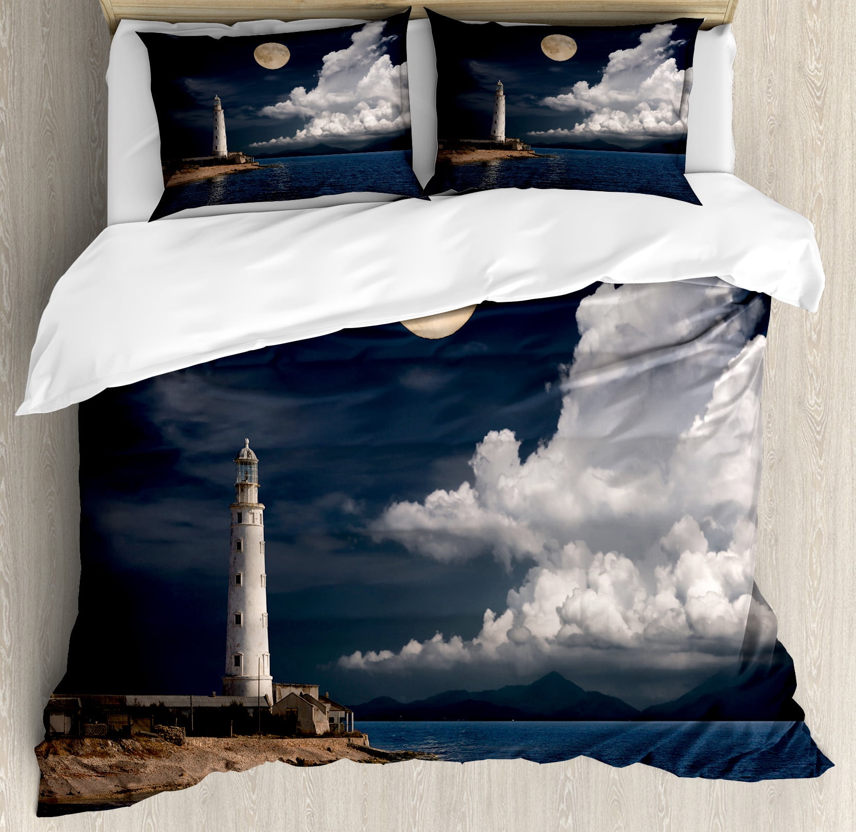 Customer reviews for Moon Duvet Cover Set, Old Lighthouse by the Sea ...