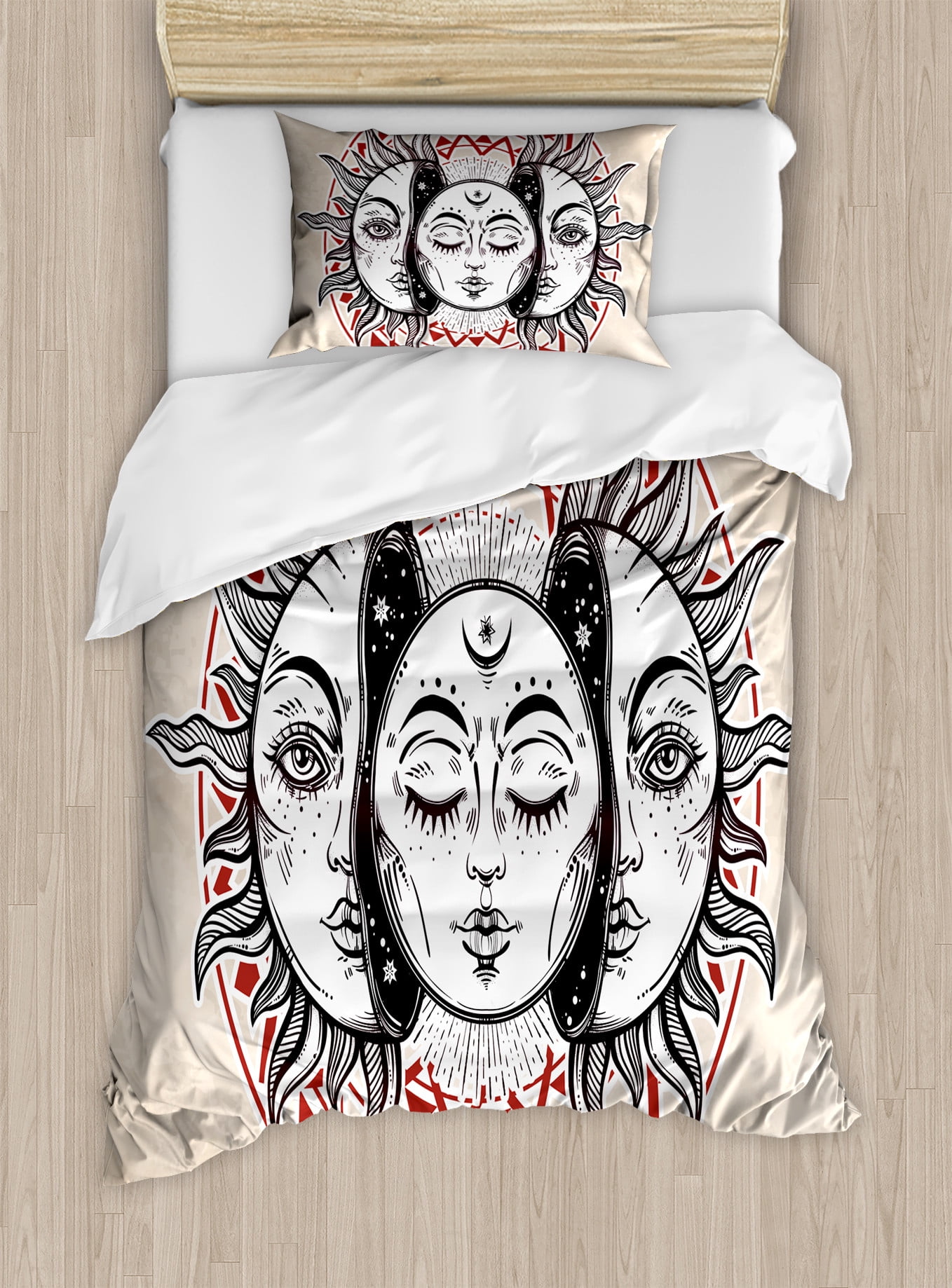 Moon Duvet Cover Set, Oriental Elements with Abstract Style Heavenly ...