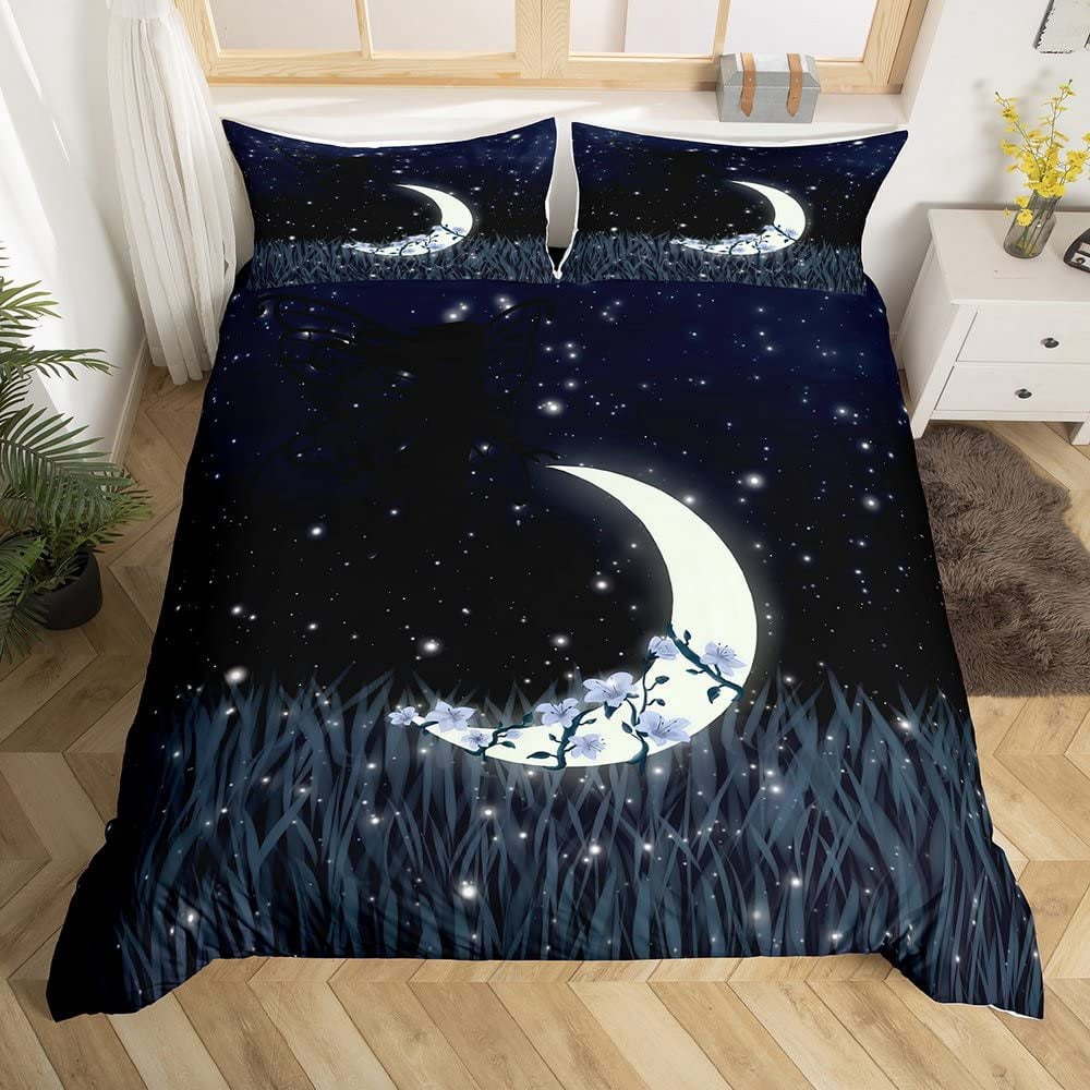 Moon Duvet Cover Starry Sky Theme Bedding Set Fashion Romantic Plant ...