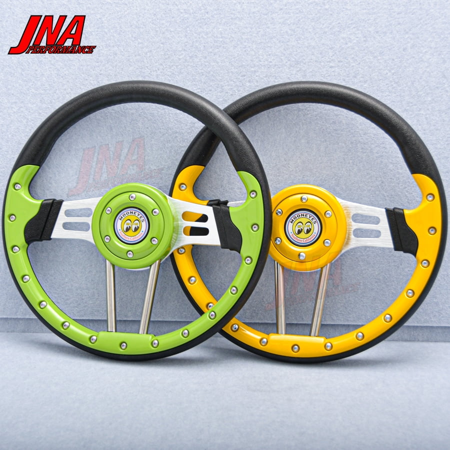 Moon Eyes ABS Steering Wheel Green Yellow Sim Race Game/Go Kart ...