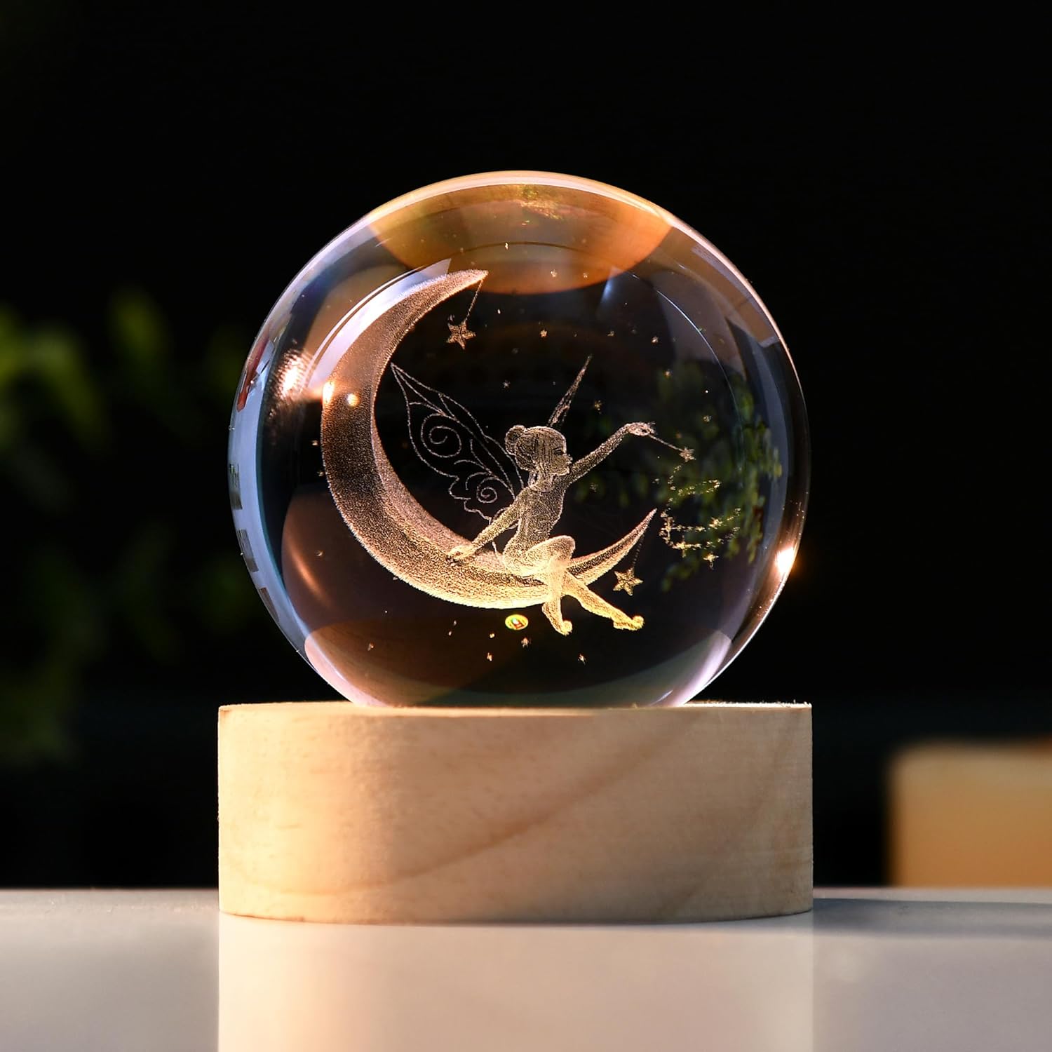 Moon Fairy Crystal Ball - 3D Laser Engraved Glass Night Light ...