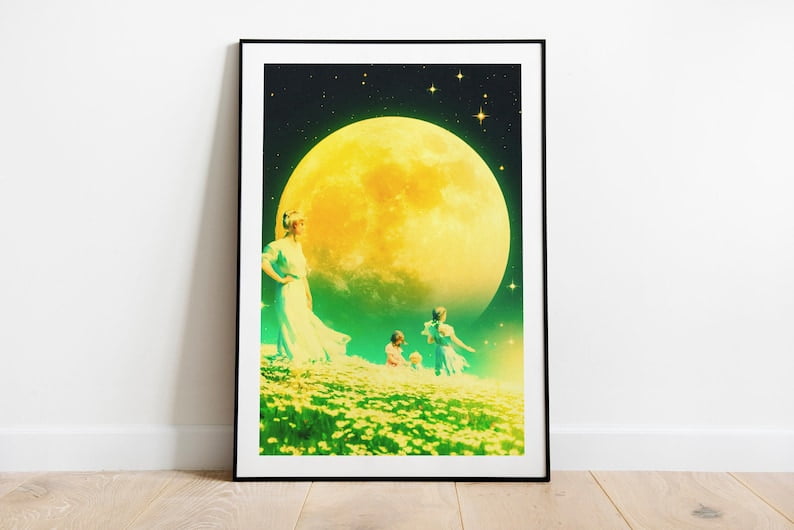 Moon Fields | Retro Futuristic Sci-Fi | Vintage Collage Art | Cosmic Art | Space Poster ...