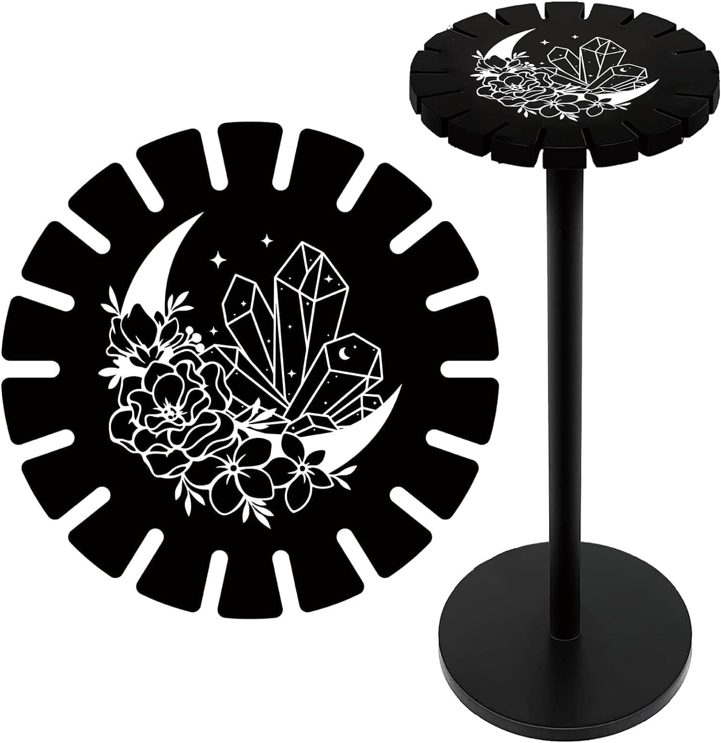 Moon Flower Pendulum Holder Divination Dowsing Wheel Black Display ...
