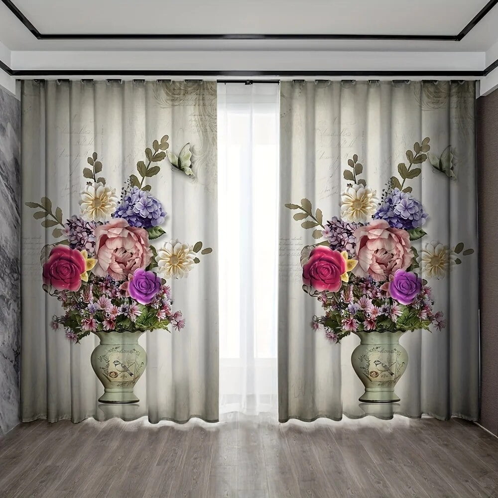 Moon Flower Swan Tree River Forest Natural View Window Curtain For ...