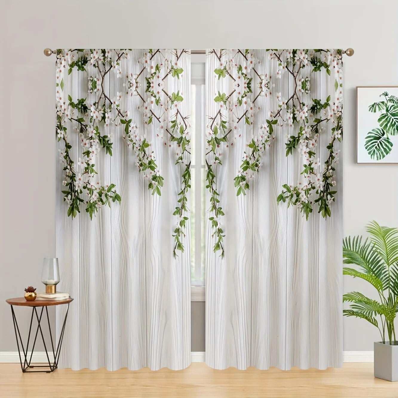 Moon Flower Swan Tree River Forest Natural View Window Curtain For ...